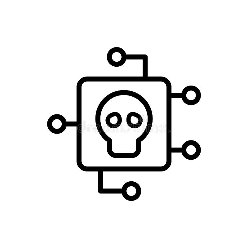 Skull Cyber Attack Chip Icon. Simple Color with Outline Vector Elements ...