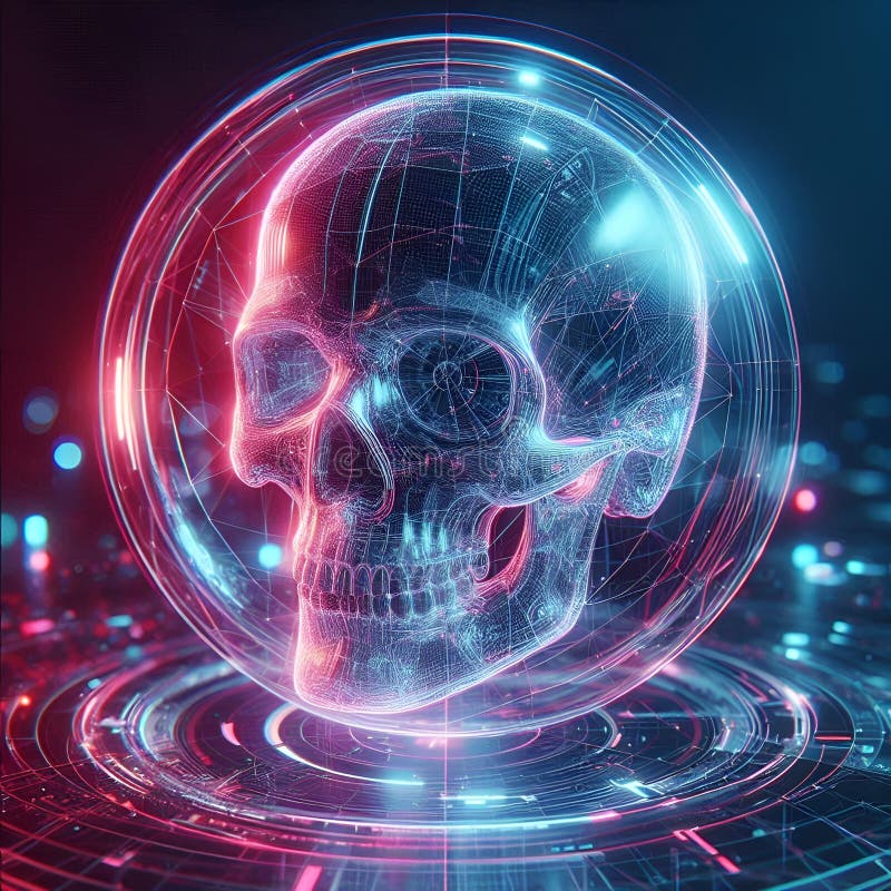 Skull 3D Light Holographic Abstract Future Movement Forms Glow Shapes ...