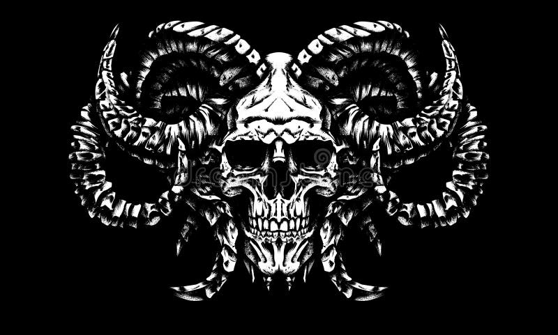 Skull Demon with Many Horns Stock Illustration - Illustration of evil ...
