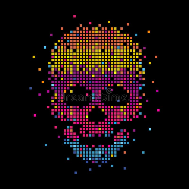 Skull in the Digital Matrix on a Black Background. Concept of Hacker ...