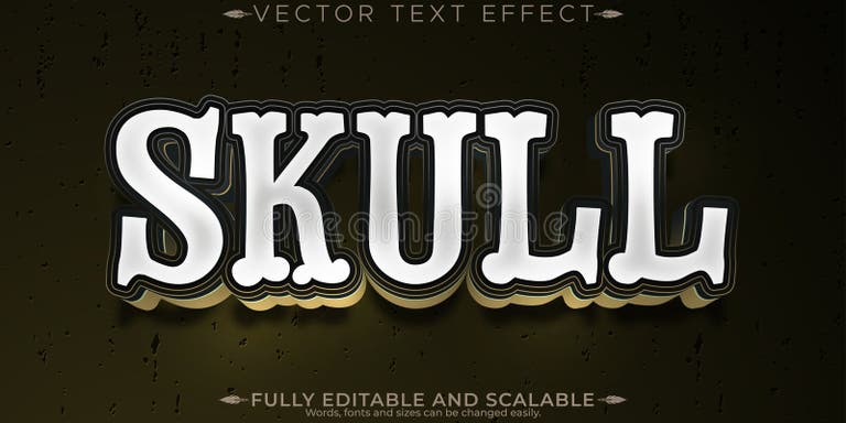 Skull Editable Text Effect, Editable Bone and Skeleton Text Style Stock ...