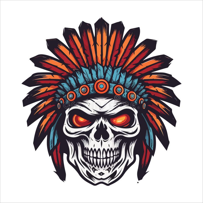 Skull Emblem Vector Logo. Agressive Human Cherokee, Apache Skull Stock ...