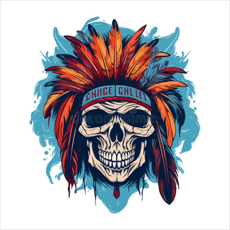 Skull Emblem Vector Logo. Agressive Human Cherokee, Apache Skull Stock ...