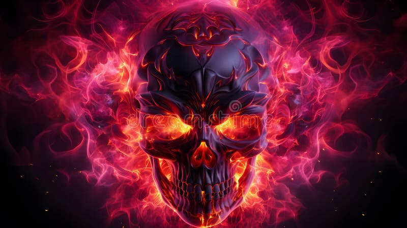Fiery Skull stock illustration. Illustration of hell - 341292344