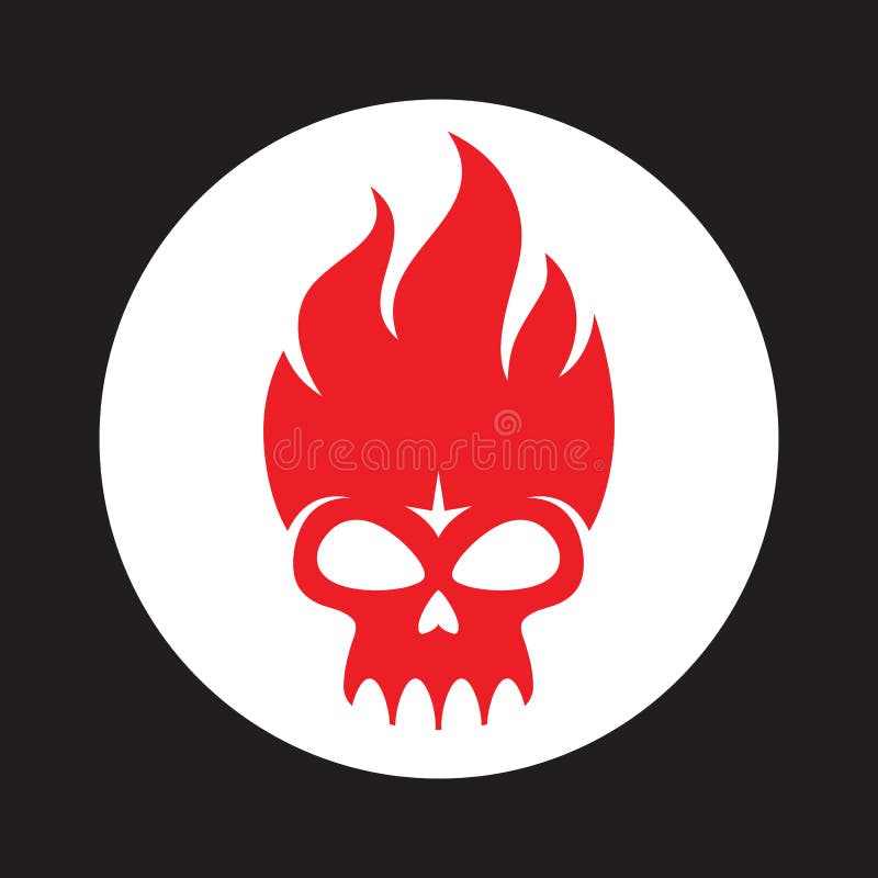 Skull with Fire Flame Logo Design. Death Logo Badge Stock Vector ...