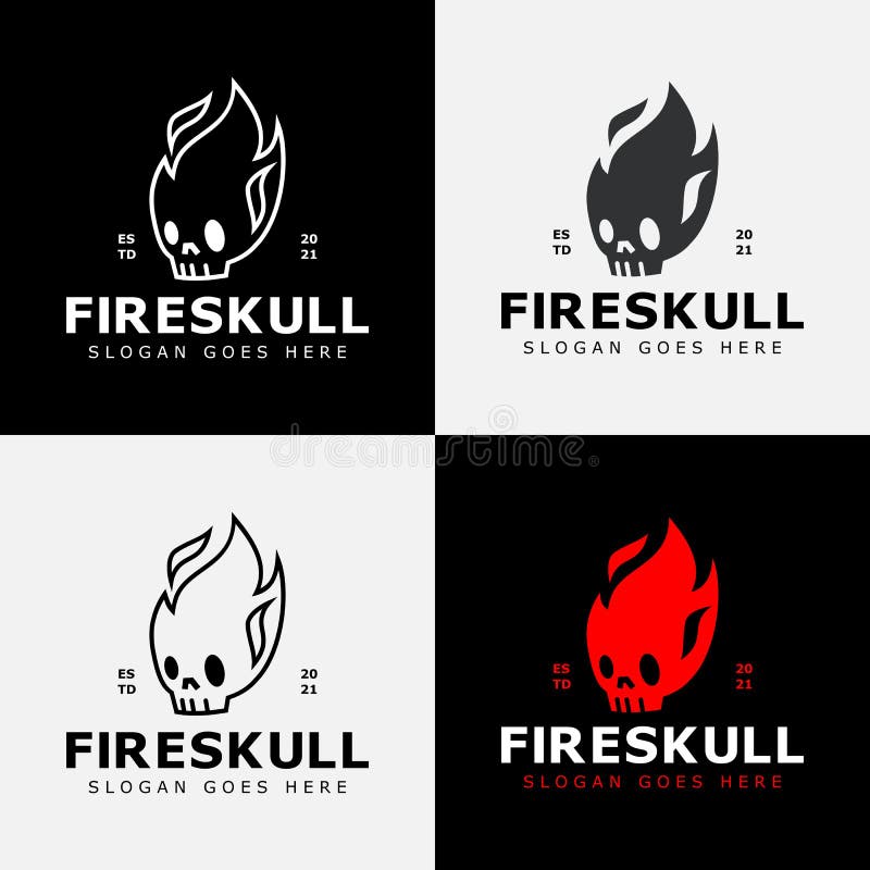 Skull Fire Flame Logo Design Vector Stock Vector - Illustration of ...