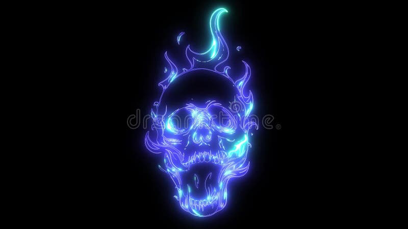 Animated Blue Flaming Skull
