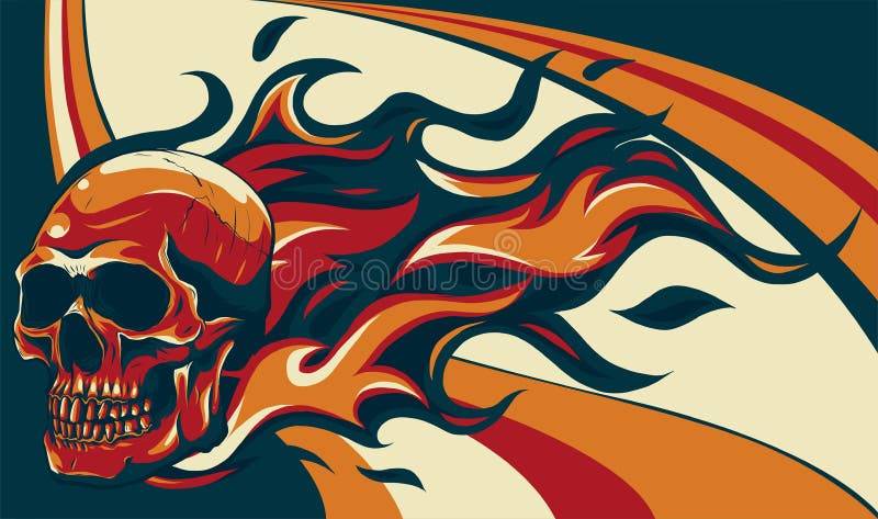 Skull on Fire with Flames Vector Illustration Stock Vector ...