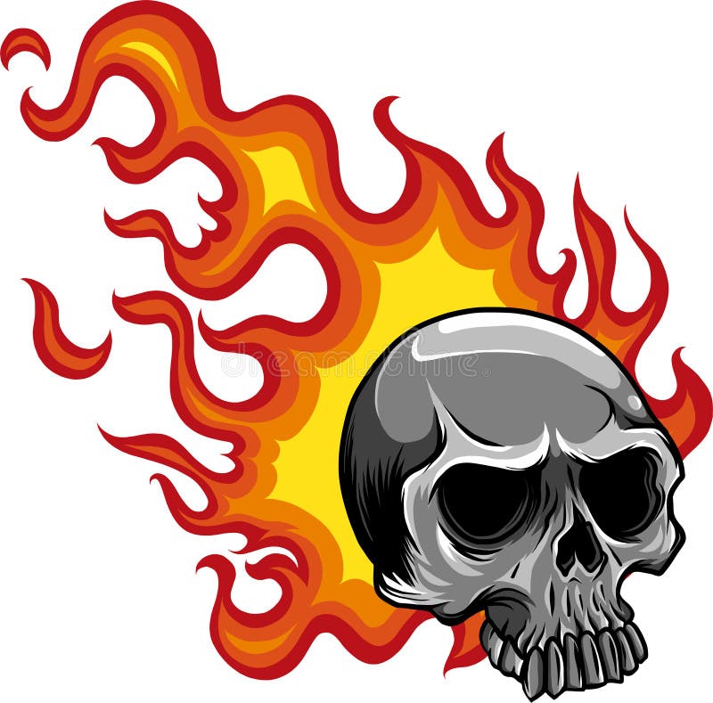Skull on Fire with Flames Vector Illustration Stock Vector ...