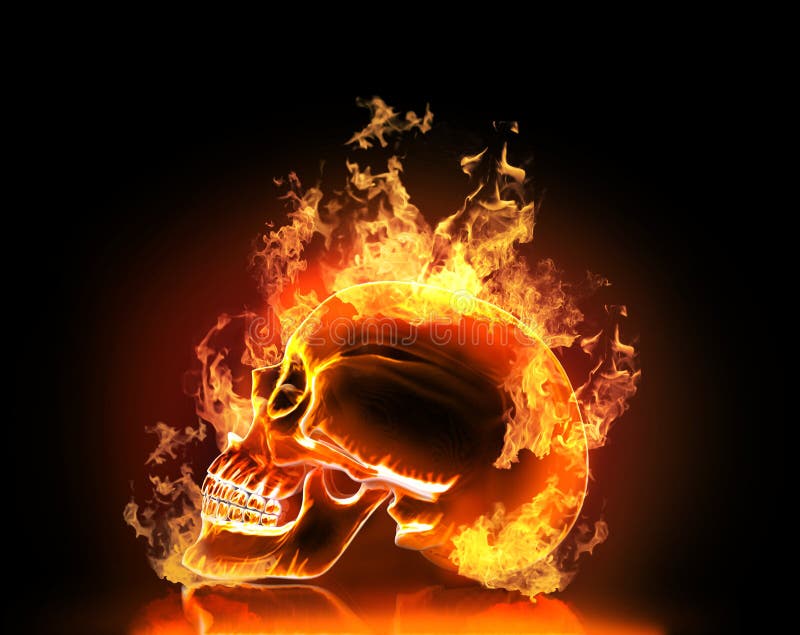 Skull with fire. H stock illustration. Illustration of blazing - 48194640