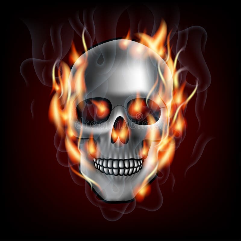 Skull on fire stock vector. Illustration of nose, halloween - 42501947
