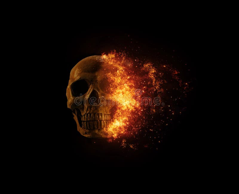 Skull in flames stock illustration. Illustration of ghost - 34854807