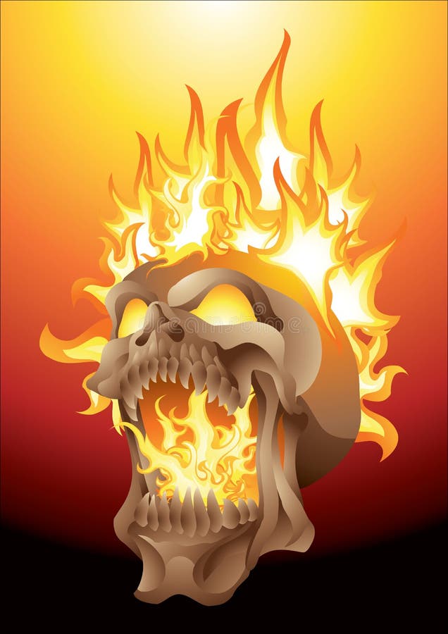 Skull in flames stock illustration. Illustration of ghost - 34854807