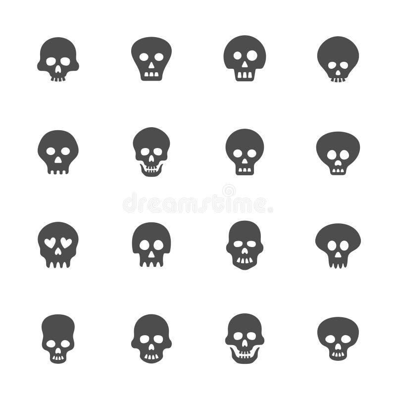 Skull flat icon set stock vector. Illustration of human - 97213682