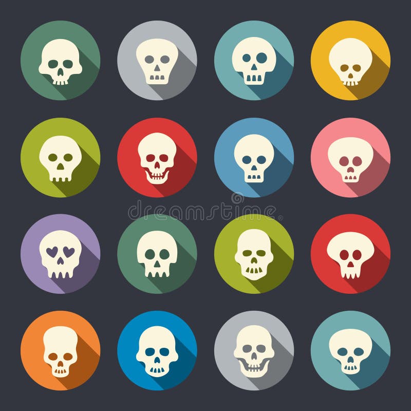 Skull flat icon set stock vector. Illustration of danger - 97213665