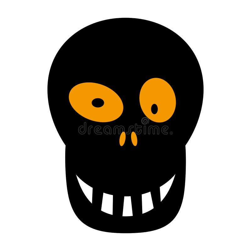 Skull Flat Single Icon. Halloween Skeleton Head Symbol of Fear and ...