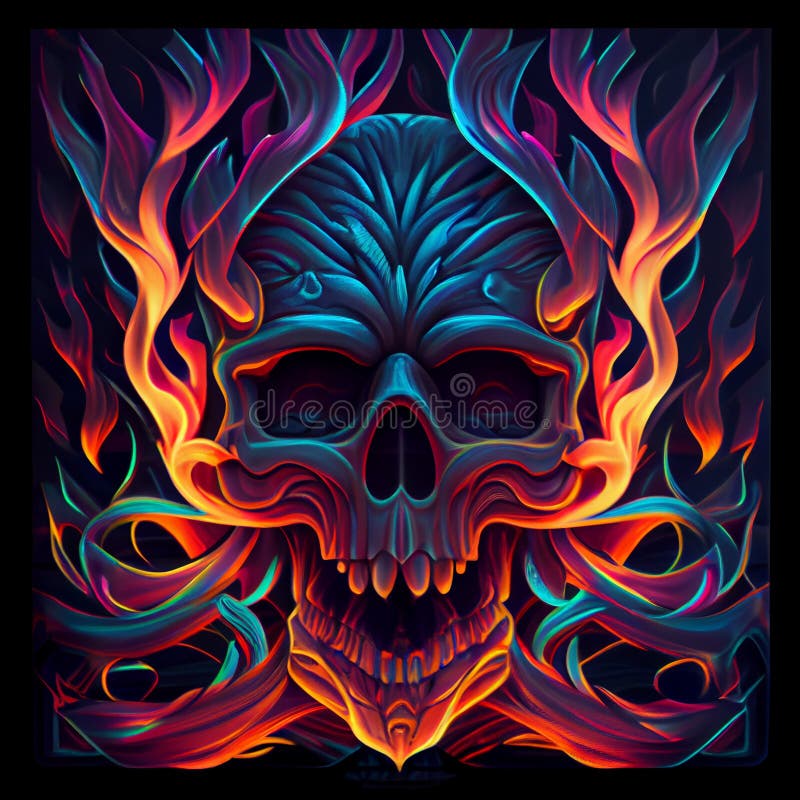 Skull in Forest Fire. AI Generative Stock Illustration - Illustration ...