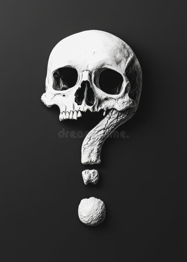 Skull with Fragmented Question Mark Design Stock Photo - Image of ...