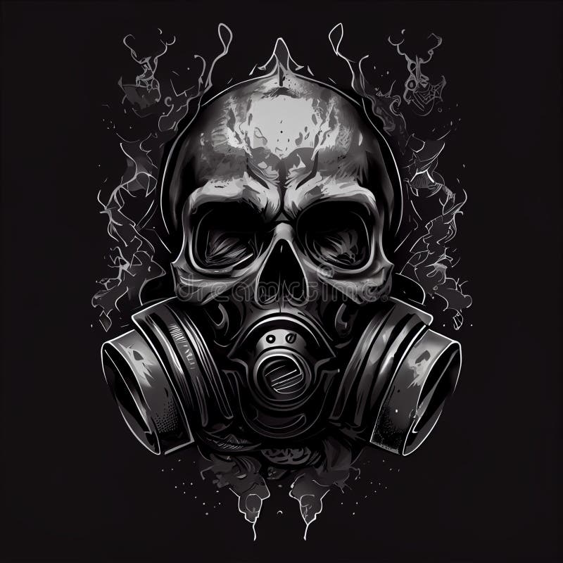 Skull in gas mask stock illustration. Illustration of face - 270862023