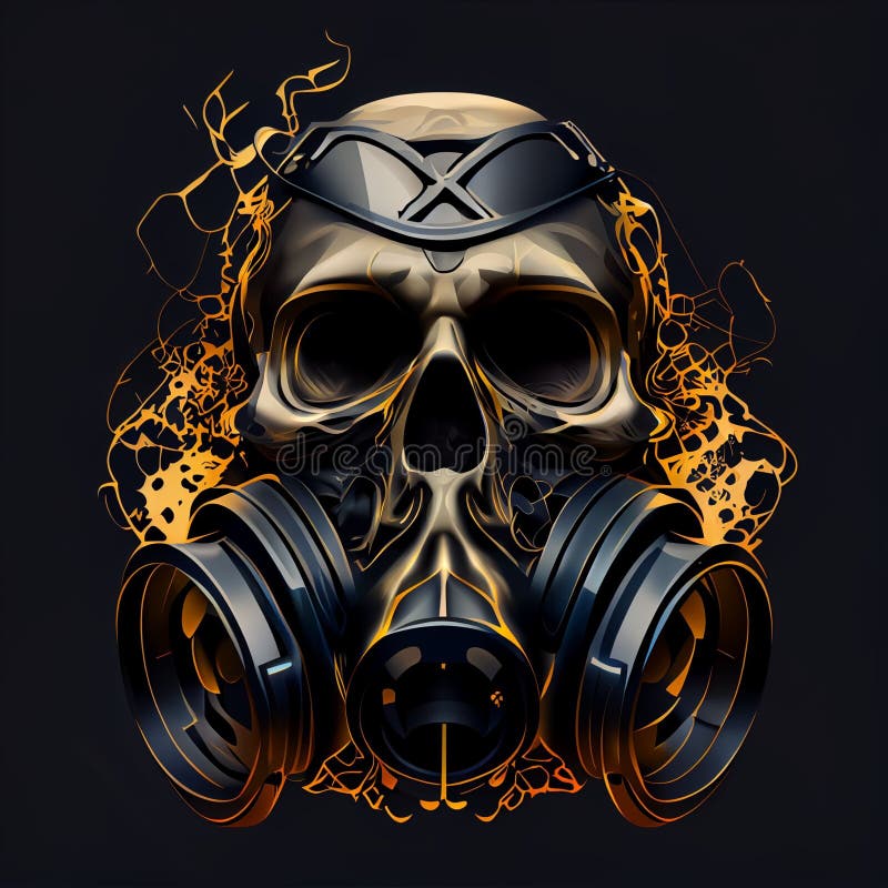 Skull in gas mask stock illustration. Illustration of evident - 270862080