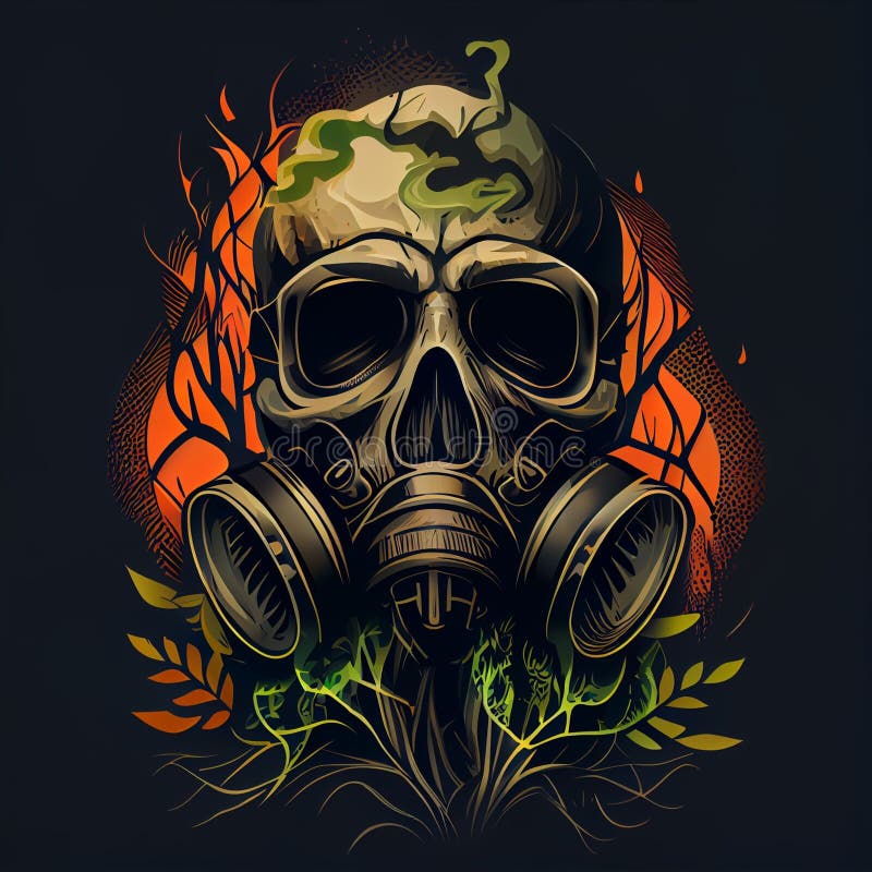 Skull in gas mask stock illustration. Illustration of drawing - 270862137