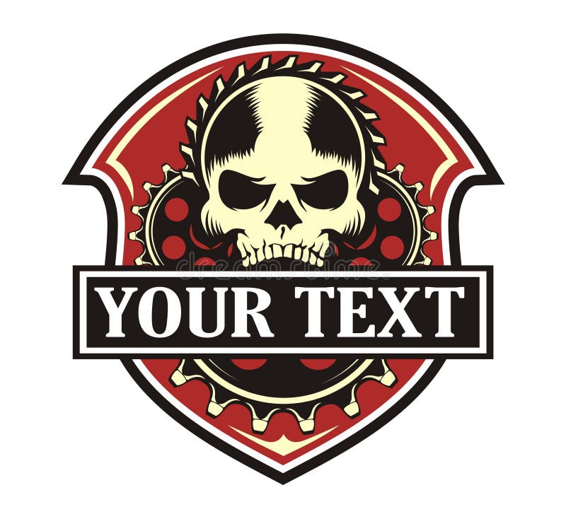 Skull gear red emblem stock illustration. Illustration of skull - 49577988