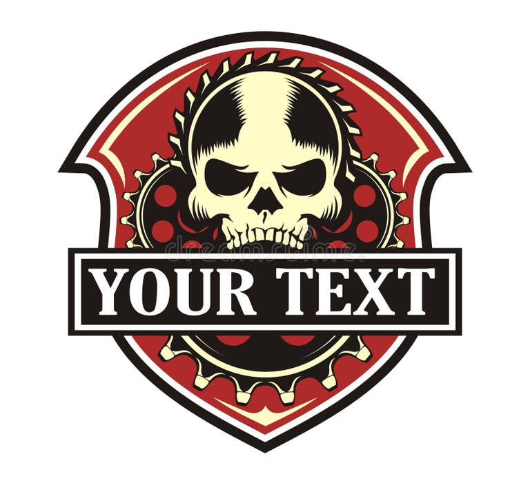 Skull gear red emblem stock illustration. Illustration of skull - 49577988