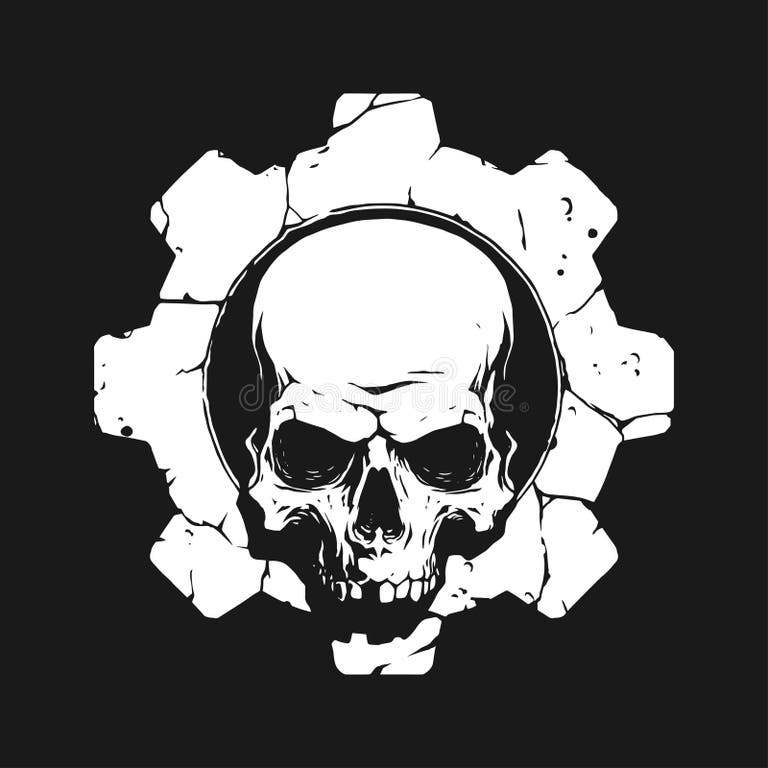 Skull in gear stock vector. Illustration of danger, pattern - 73852861
