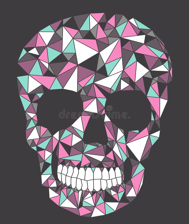 Skull with Geometric Pattern. Stock Vector - Illustration of black ...