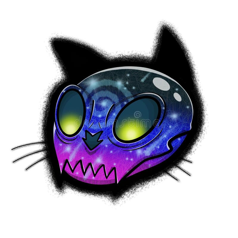 Skull Ghost Cat Character Design Illustration Stock Illustration ...