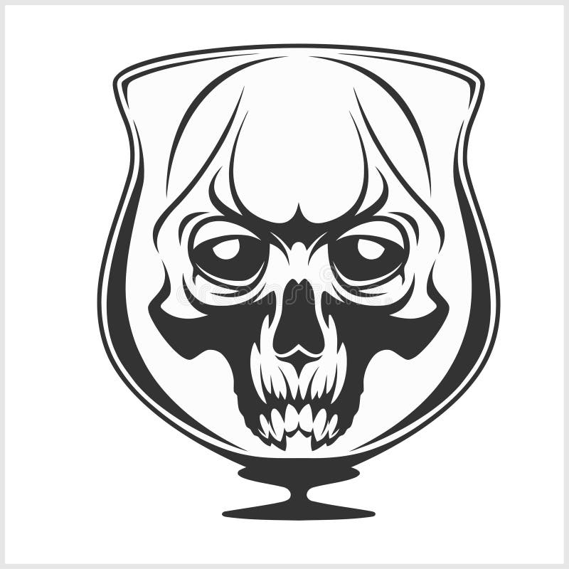 Skull in Glass - Alcohol Addiction Stock Vector - Illustration of ...