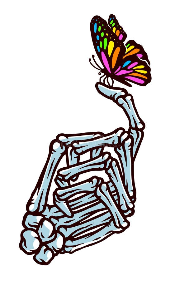 Skull Hand and Butterfly Vector Illustration Stock Vector ...