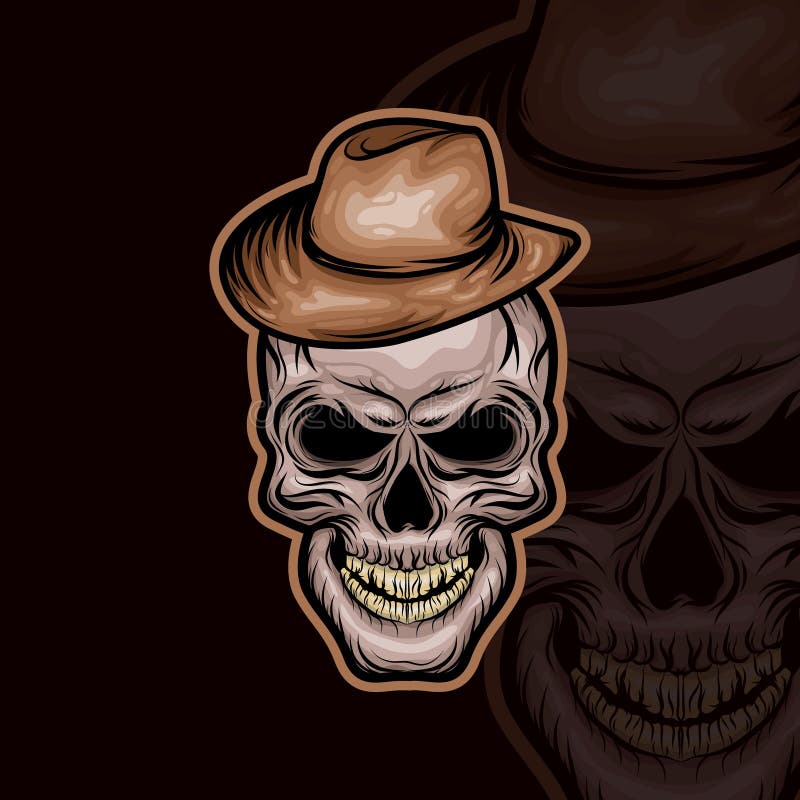 Skull with Hat Mascot Logo Design Stock Vector - Illustration of black ...