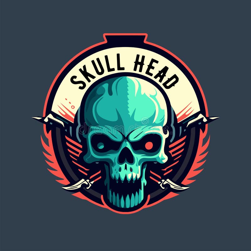 Skull Head Biker Badge Logo Vector Illustration Stock Vector ...
