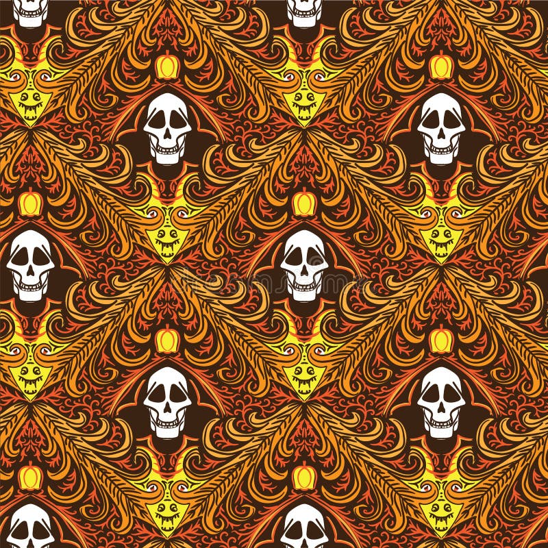 Seamless Halloween Damask Stock Illustrations – 132 Seamless Halloween ...
