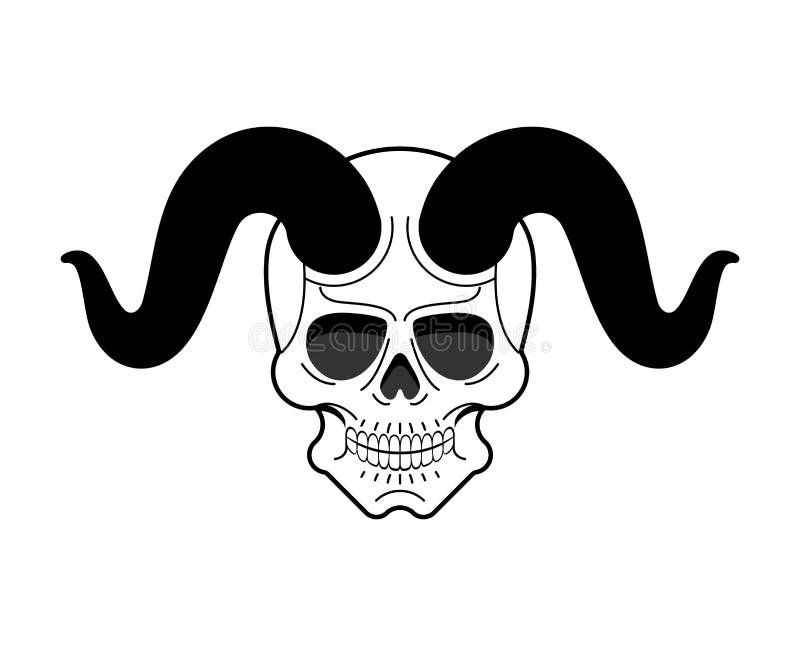 Skull with Horns Sign of Satan. Skeleton Head of Devil Stock Vector ...