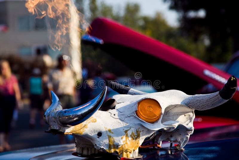 Skull on a hot rod stock photo. Image of skull, real - 58593832
