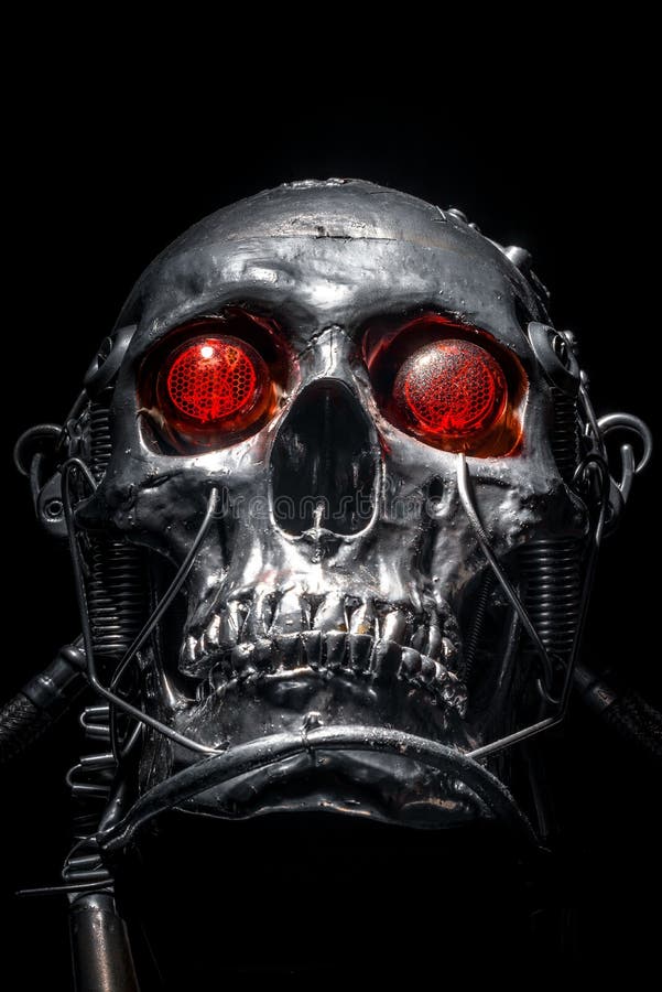 Skull of a Human Size Robot Stock Image - Image of machine, angry: 35652577