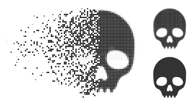 Disappearing Pixel Halftone Skull Icon Stock Vector - Illustration of ...
