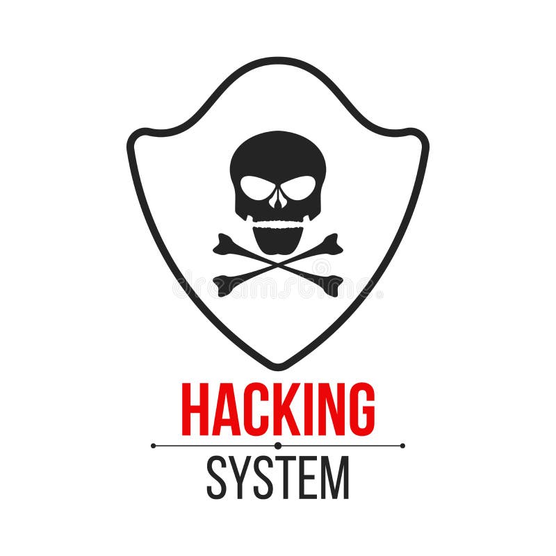 Skull Icon with Shield on White Background. the Hacker Hacked the ...