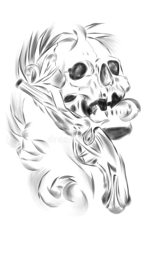 Skull illustrated stock illustration. Illustration of white - 61031551