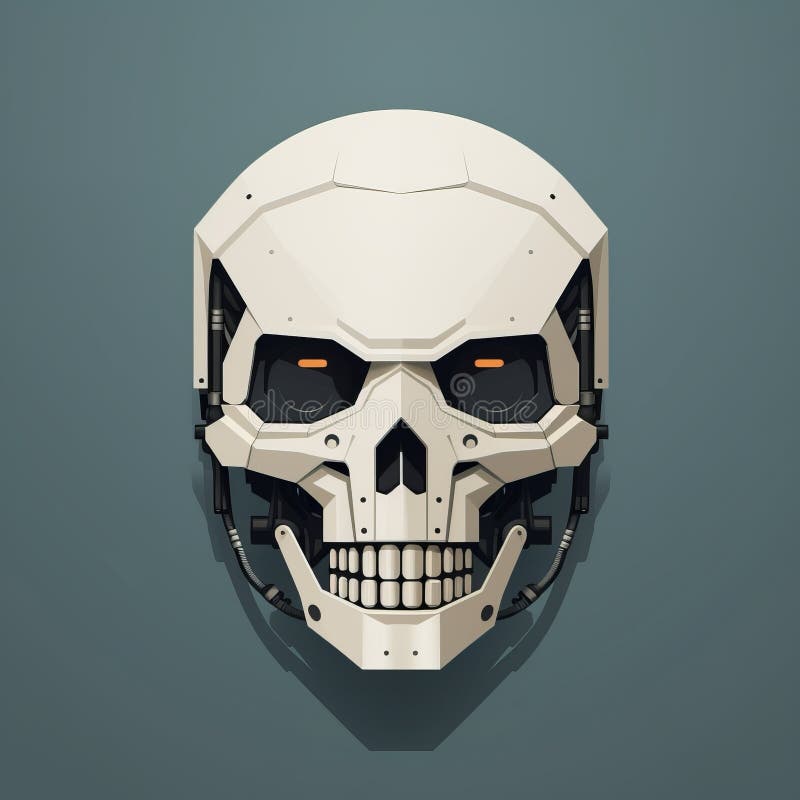 Minimalistic Sci-fi Robot Skull Poster Design Stock Illustration ...