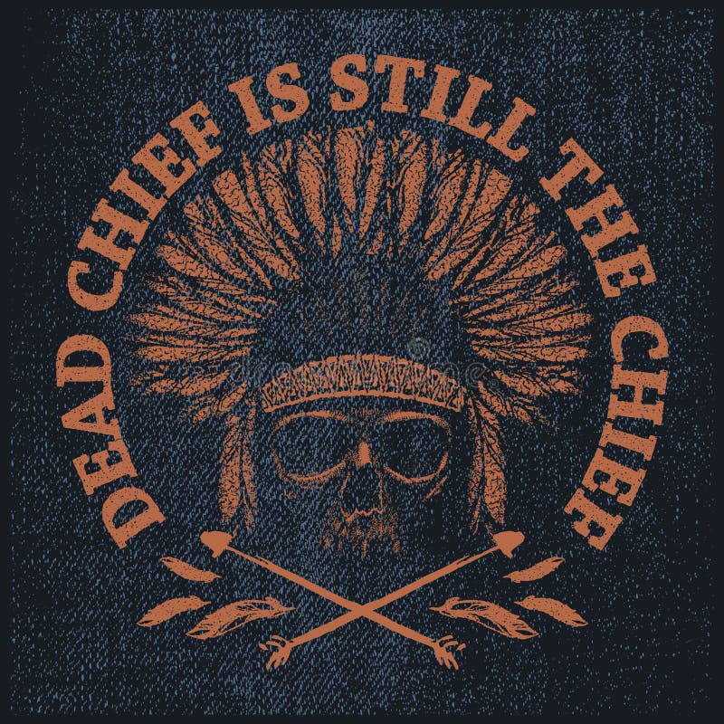 Skull Indian Chief Hand Drawing Style Stock Illustration - Illustration ...