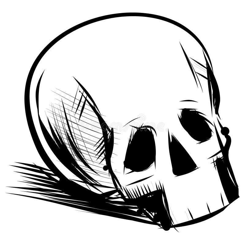 Sad Skull Sketch stock vector. Illustration of black - 95604007