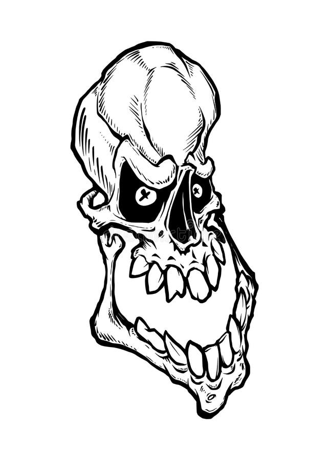 Skull with Large Teeth. Vector Illustration in Cartoon Style on a White ...