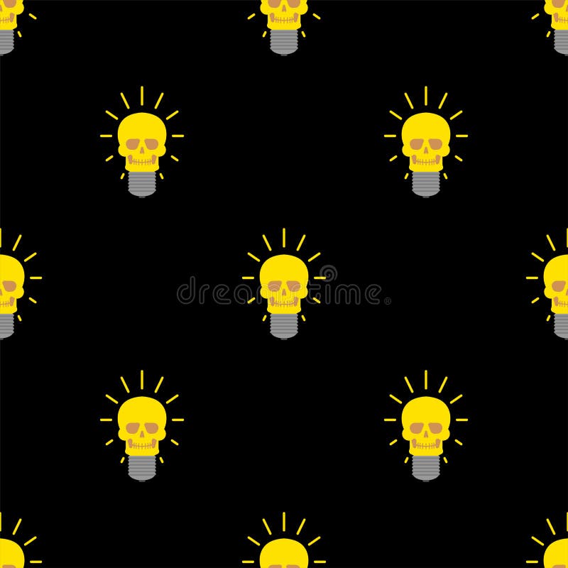 Skull Light Bulb Pattern Seamless. Concept Dead Idea Background Stock ...