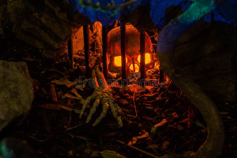 Skull with Lighting in the Night Stock Photo - Image of ritual, guide ...