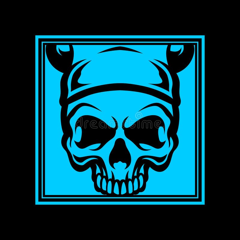 Skull logo in box style 3 stock vector. Illustration of font - 254378364