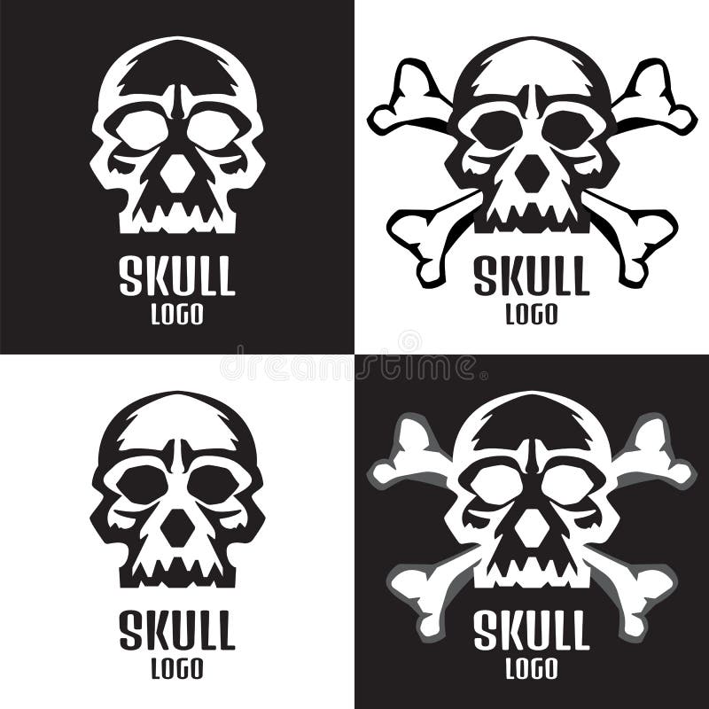 Skull Logo Set. Human Skulls Set Stock Vector - Illustration of ...