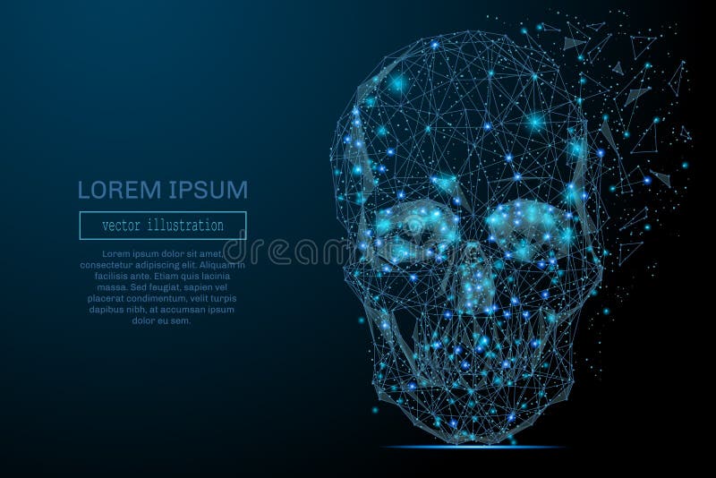 Skull low poly blue stock vector. Illustration of mesh - 92309375